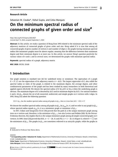 Pdf On The Minimum Spectral Radius Of Connected Graphs Of Given Order