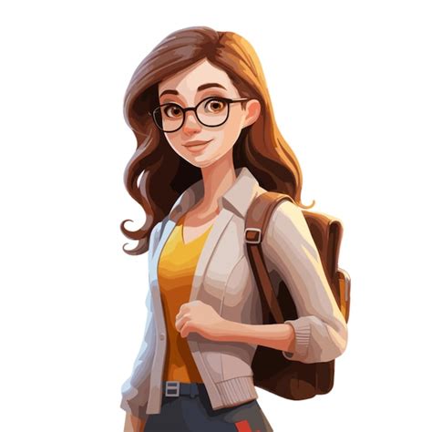 Vector De Estudiante Mujer En Fondo Blanco Vector Premium