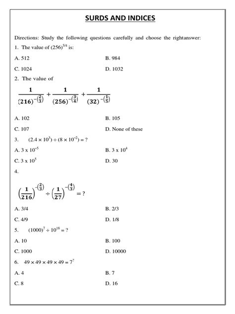 Surds And Indices Pdf