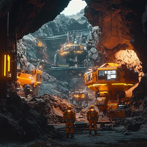 Ultrarealistic Futuristic Mining Colony Premium Ai Generated Image
