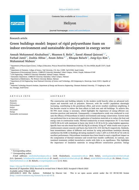Pdf Green Buildings Model Impact Of Rigid Polyurethane Foam On Indoor Environment And