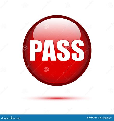 Red Glossy Pass Button On White Stock Vector Illustration Of Symbol