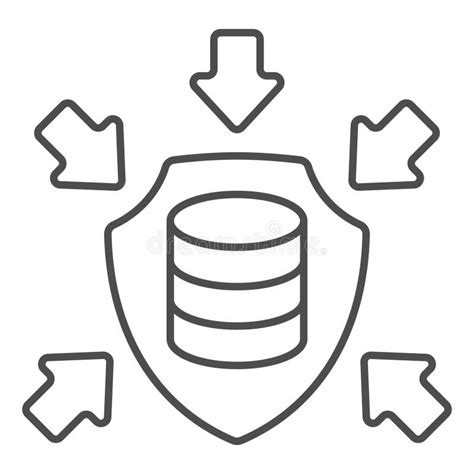 storage array on shield with arrows thin line icon data protection