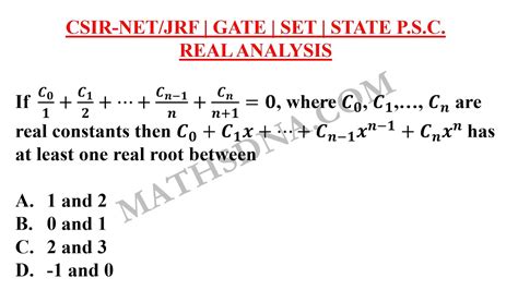 Csir Netjrf Gate Set State Psc Real Analysis Root By Rolle Theorem Youtube