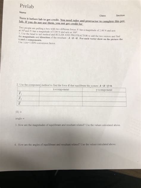 Solved Prelab Name Section Class Turn It Before Lab To Get Chegg Com