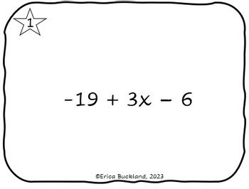 Simplifying Expressions By Combining Like Terms Task Cards TPT