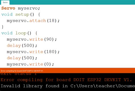 ใช้ Doit Esp32 Devkit V1 สั่งงาน Servo Motor ไม่ได้ ทั้งที่ติดตั้ง