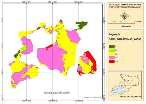 Gambar 4 Kelas Kemampuan Lahan Areal Kphp Unit Vii Hulu Sarolangun