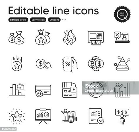 재무 개요 아이콘 집합입니다 핫 대출 감소 그래프 및 충성도 별 요소로 아이콘을 포함합니다 벡터 아이콘에 대한 스톡 벡터 아트