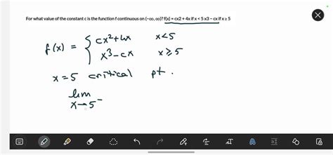 solved point for what value of the constant is the function