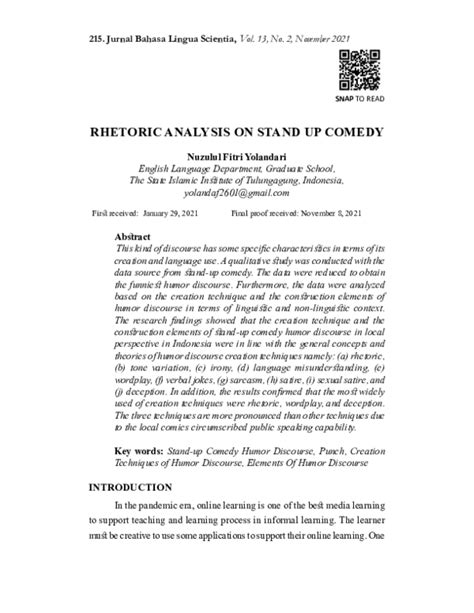 Pdf Rhetoric Analysis On Stand Up Comedy