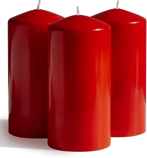 Candwax 3x6 Pillar Candles Set Of 3 Red Christmas Candles