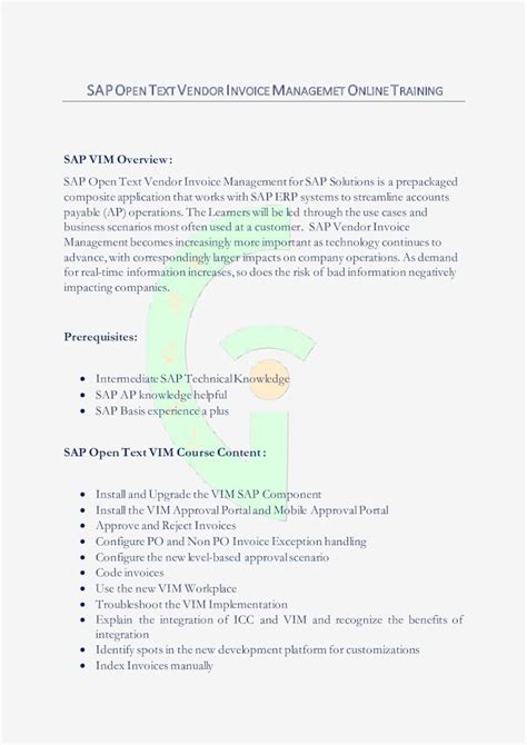 pdf sap open text vendor invoice management vim online training