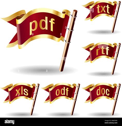 Document Or Text File Extension Icons On Royal Vector Flag Design