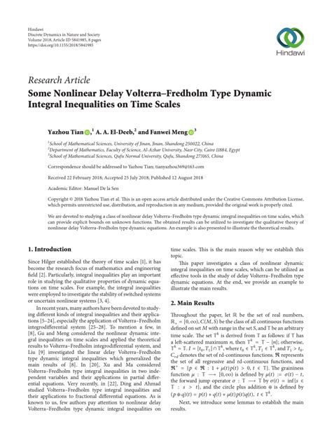 Pdf Some Nonlinear Delay Volterrafredholm Type Dynamic Integral Inequalities On Time Scales