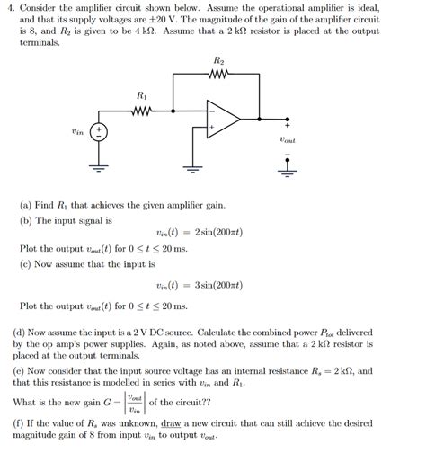 Solved Consider The Amplifier Circuit Shown Below Assume Chegg