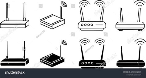 Set Wifi Router Icons Representing Different Stock Vector Royalty Free