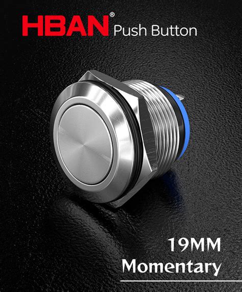 19mm 버튼 플랫 헤드 순간 2 핀 프레스 푸시 스위치 나사 터미널 도매 푸시 버튼 스위치 제조업체 비상 정지 Hban Hongbo도매 푸시 버튼 스위치