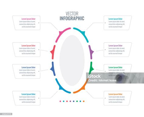 다채로운 타원 인포 그래픽 템플릿입니다 비즈니스 교육 연례 보고서 인터넷 잡지 인포 그래픽 템플릿 여덟 가지 옵션 인포그래픽 템플릿 8에 대한 스톡 벡터 아트 및 기타