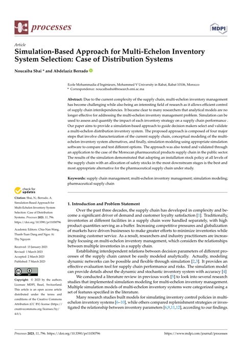 Pdf Simulation Based Approach For Multi Echelon Inventory System Selection Case Of