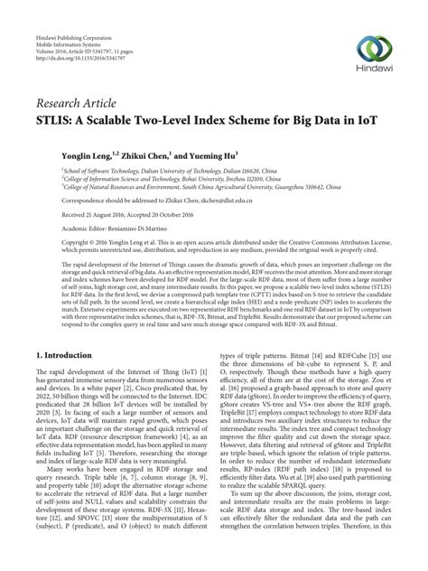 pdf stlis a scalable two level index scheme for big data in iot