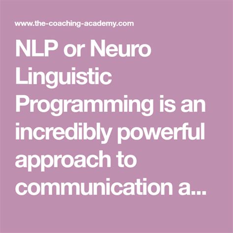 Discover The Power Of Nlp Neuro Linguistic Programming