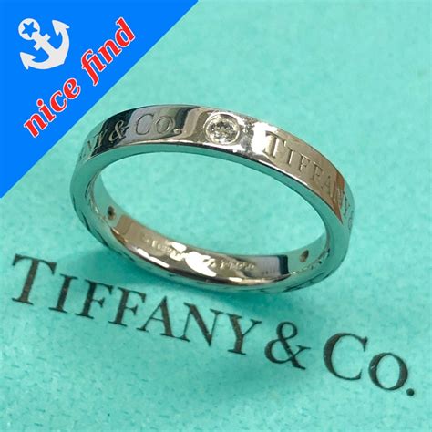 ティファニー Tiffanyandco フラット バンド ダイヤモンド リング 指輪 Pt950 プラチナ アクセサリー サイズ約10号 箱付