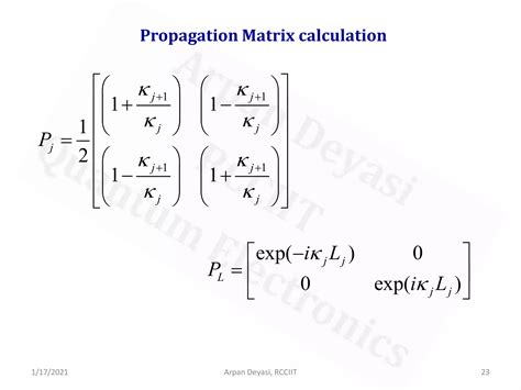 Calculation Of Transmission Coefficient Using Propagation Matrix Method Ppt
