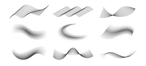 Premium Vector | Halftone waves dotted curved abstract liquid shapes wave with particles ...