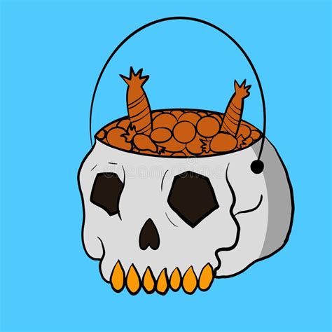 Helloween Skull With Candy Inside Illustration Background Blue Stock Vector Illustration Of