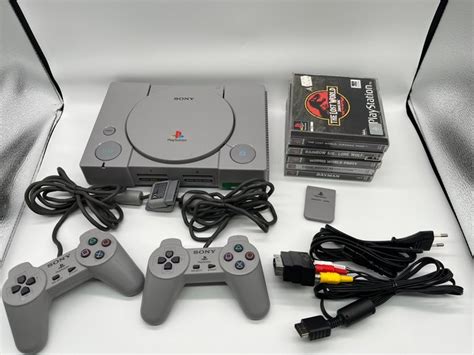 Sony Playstation 1 Ps1 2 Controllers Memory Card 5 Games