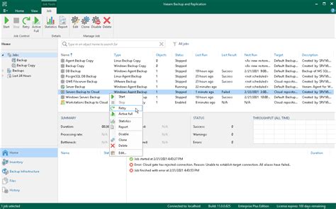 Retrying Veeam Agent Backup Job Veeam Agent Management Guide