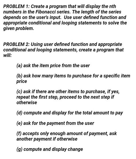 Solved Problem 1 Create A Program That Will Display The Nth