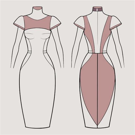 테일 미디 드레스 오픈 백 패션 스케치 터 일러스트레이션 프리미엄 Ai 생성 벡터