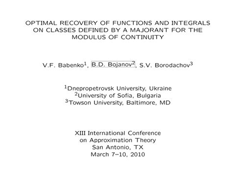Pdf Optimal Recovery Of Functions And Integrals On Classes Defined By A Majorant For The