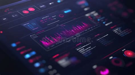 Futuristic Digital Interface Displays Data Graphs And Metrics Stock