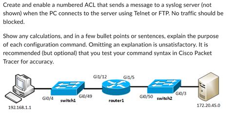 Solved Create And Enable A Numbered Acl That Sends A Message