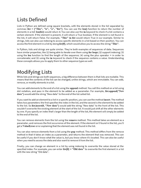 Lists Defined Pdf String Computer Science Computer Science