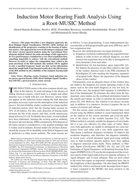 Pdf Induction Motor Bearing Fault Analysis Using Root Music Method