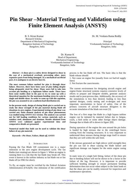 Pdf Pin Shear Material Testing And Validation Using Finite · The