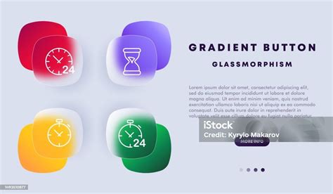 타이머 아이콘이 설정되었습니다 시간을 측정하고 표시하는 데 사용할 수 있는 장치의 시각적 표현입니다 시간 개념입니다 유리 형태 스타일 비즈니스 및 광고에 대한 벡터 라인