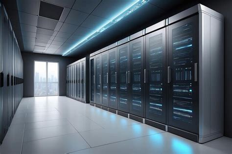 Premium Photo Data Center With Server Racks In A Corridor Room 3d