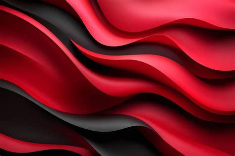 Modern Abstract Design With Flowing Red And Black Waves Smooth Texture And Bold Minimalist