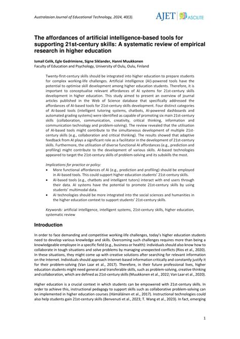 Pdf The Affordances Of Artificial Intelligence Based Tools For Supporting 21st Century Skills