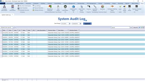 System Audit Log Screen System Audit Log Screen