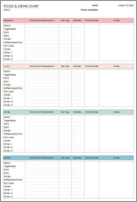 With This Template You Will Have 2 Food Logs One Of Them Is Daily And