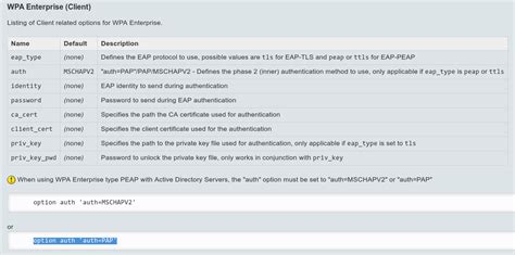 wpa2 eap ttls pap configuration help network and wireless configuration openwrt forum