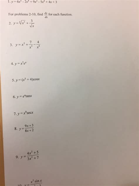 Solved Y 6x 5 2x 4 9x 3 5x 2 4x 3 For Problems