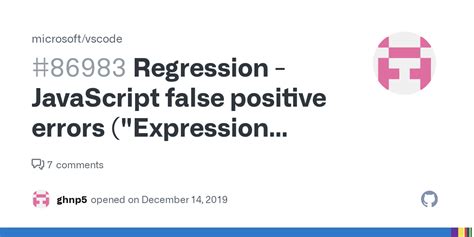 Regression JavaScript False Positive Errors Expression Expected