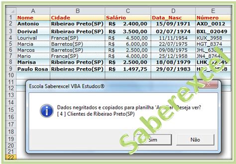 excel vba planilha importar dados tabela banco de dados access escola